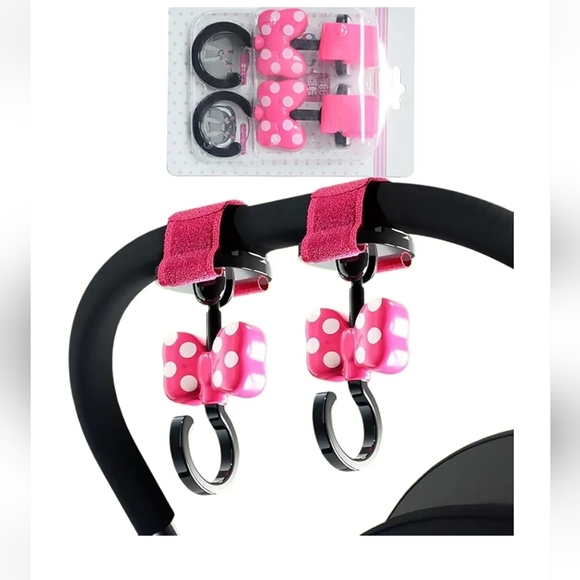 Accessories | Minnie Mouse Pink Polka Dot Stroller Hooks | Poshmark